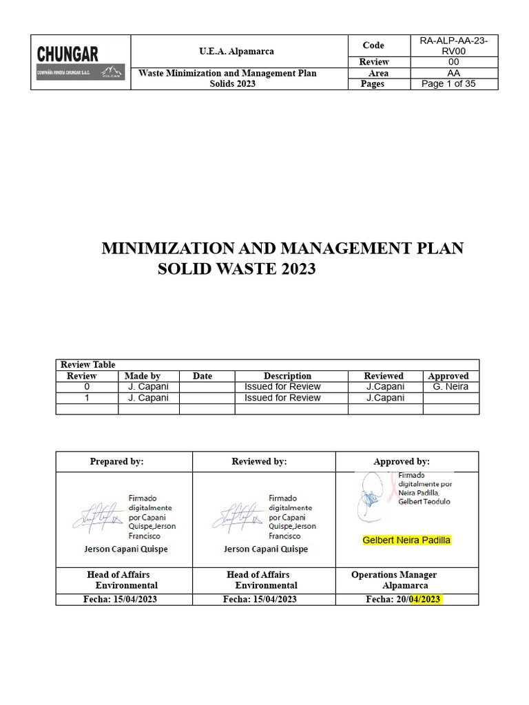 Solid Waste Minimization and Management Plan 2023 | PDF | Waste | Waste ...