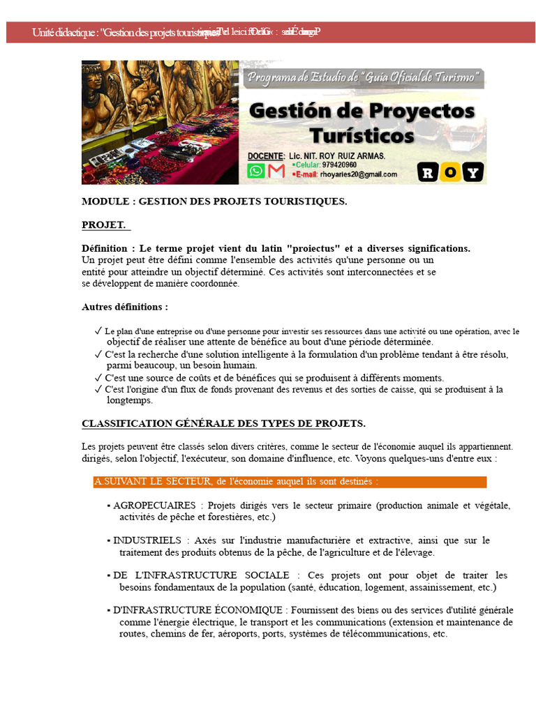 Gestion des projets touristiques expliquée | PDF | Transport | Agriculture