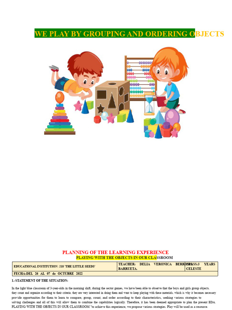 We Play Grouping and Sorting Objects | PDF | Nonverbal Communication ...
