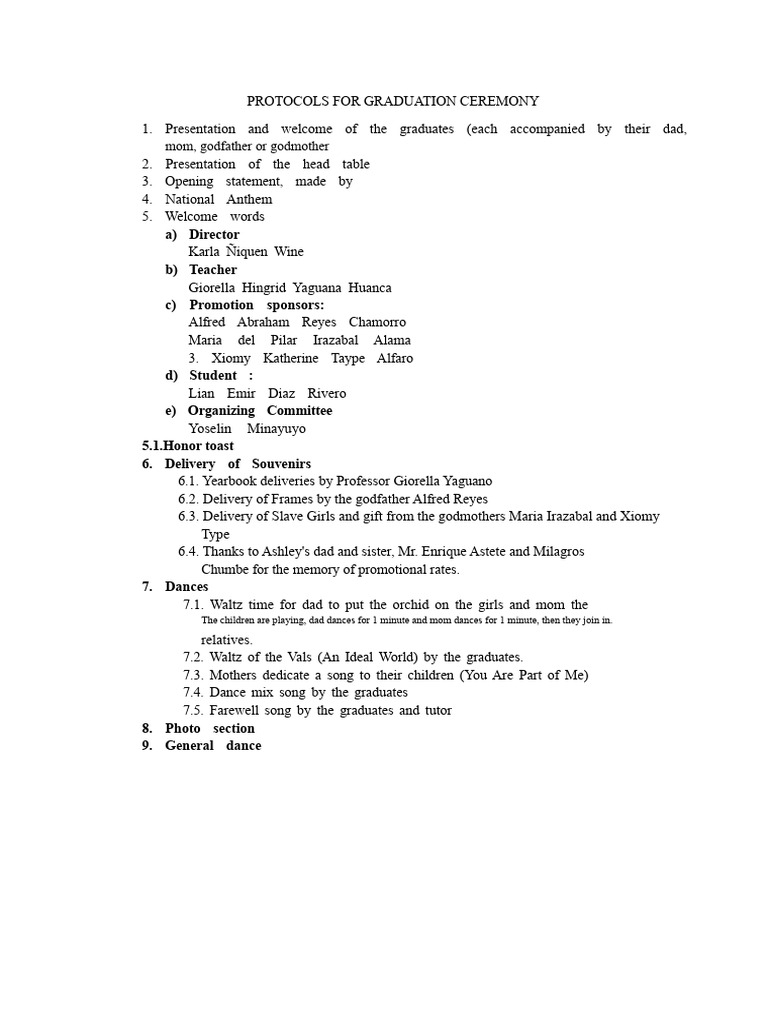 Protocols For Graduation Ceremony Pdf