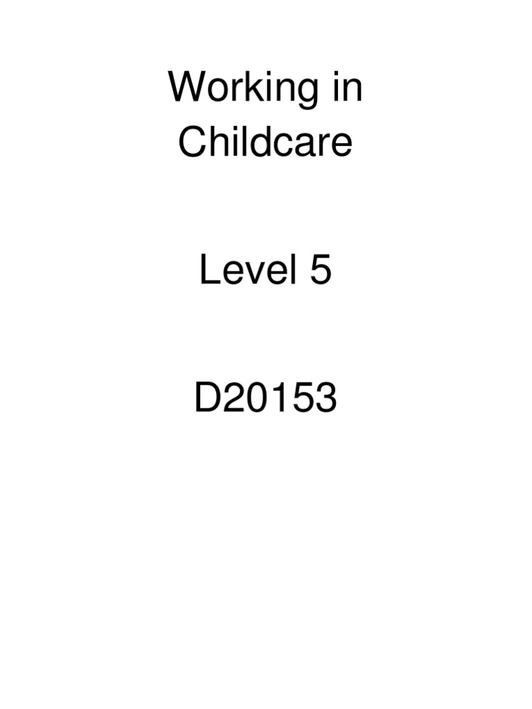 Working in Childcare Unit 1 | PDF | Child Care | Relationships
