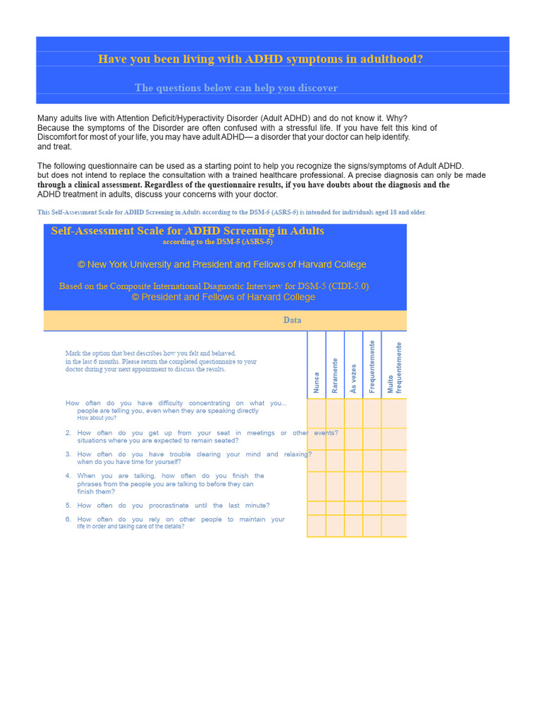 Asrs 5 | PDF | Attention Deficit Hyperactivity Disorder | Adult ...