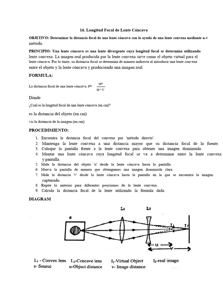 Longitud Focal de La Lente Cóncava | PDF