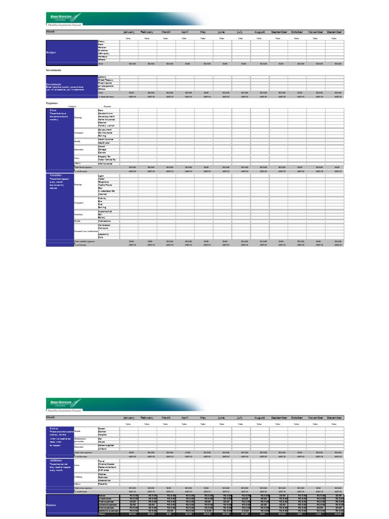 Personal Budget Spreadsheet BOVESPA | PDF | Expense | Parking