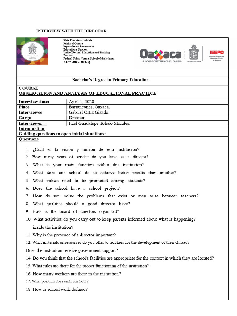 Interviews, Observation, and Analysis of Practice. | PDF | Teachers ...