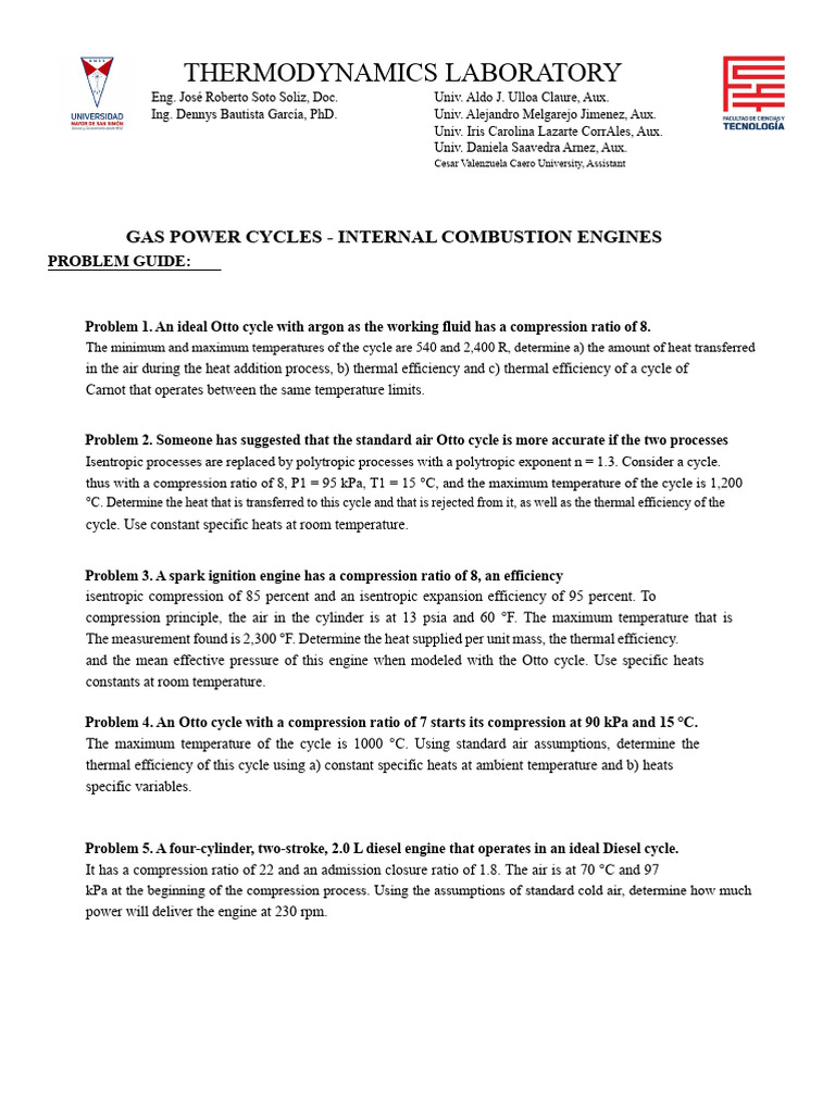 Practice Gas Power Cycles | PDF | Diesel Engine | Temperature