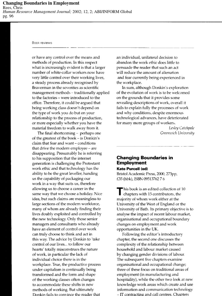 Changing Boundaries in Employment | PDF