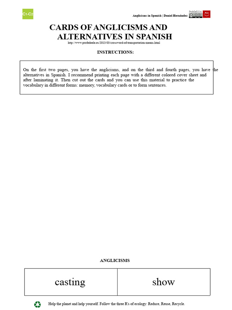 Sheets Anglicisms | PDF