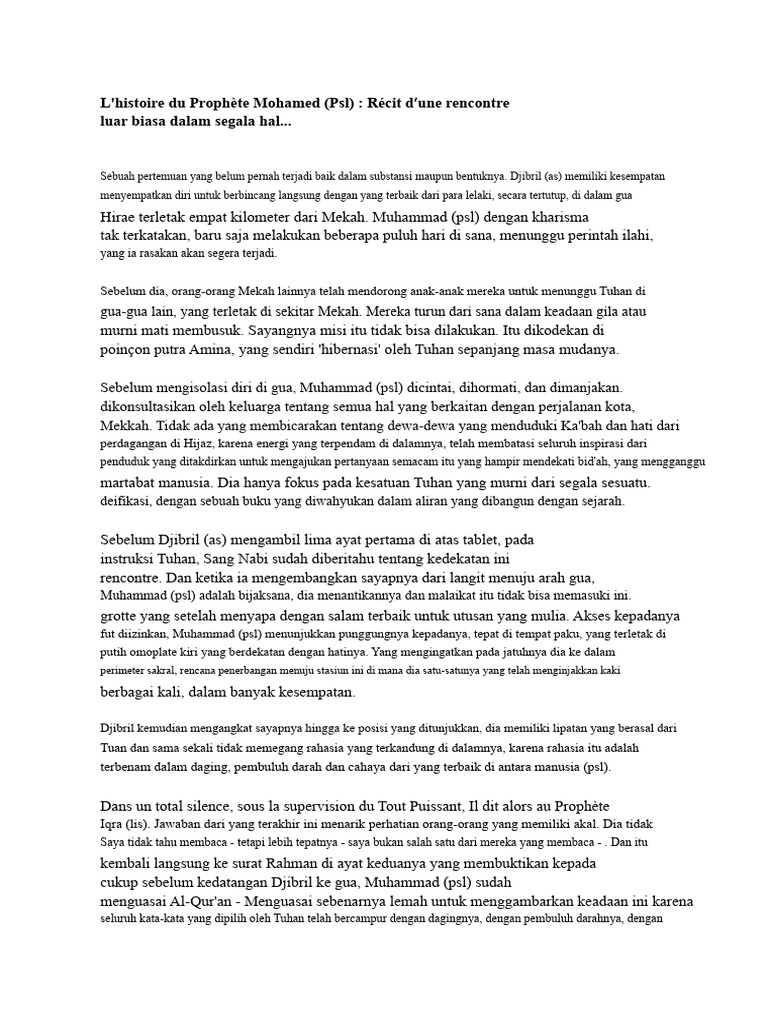 Pertemuan Pertama Nabi Muhammad (Psl) | PDF