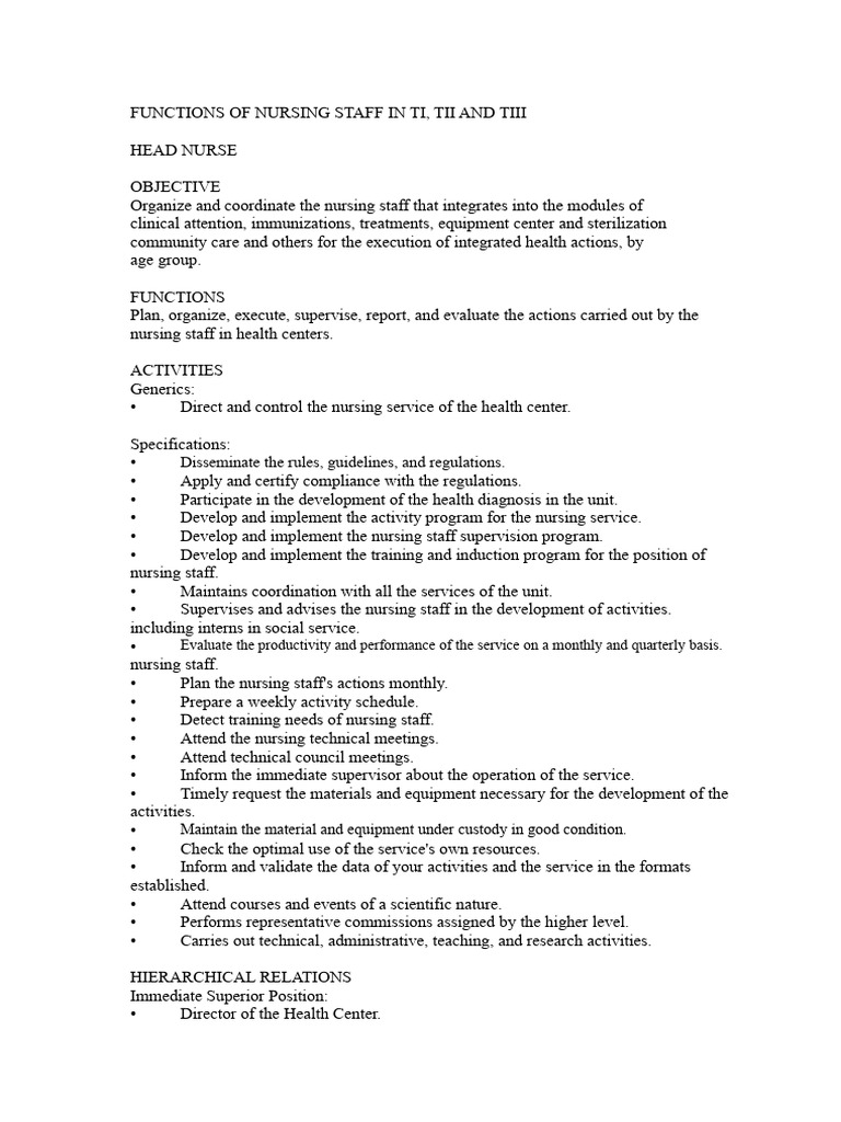 Nursing Staff Functions in Health Centers | PDF | Nursing | Health Care