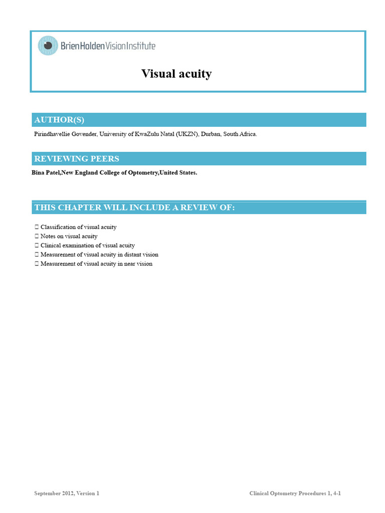 04 Visual Acuity | PDF | Visual Acuity | Eye