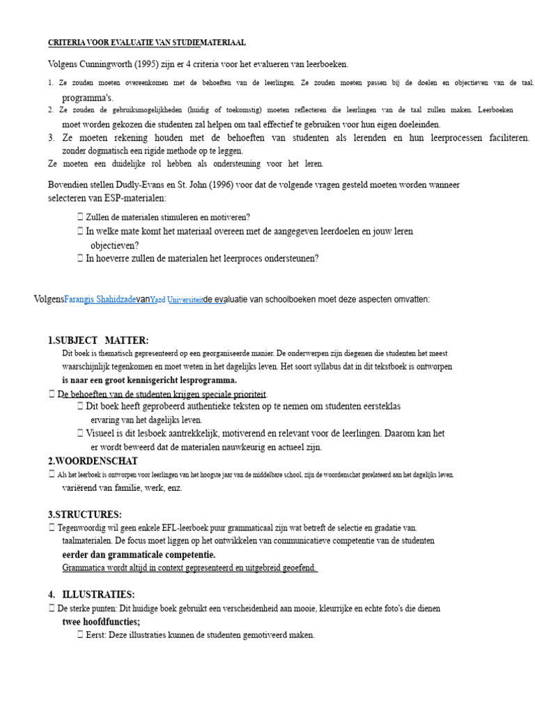 Criteria Voor Evaluatie Van Leerboeken | PDF