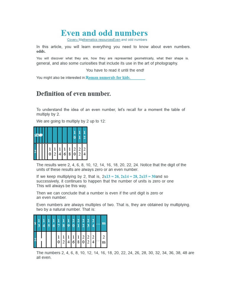 Even and Odd Numbers | PDF | Composition (Visual Arts) | Mathematics
