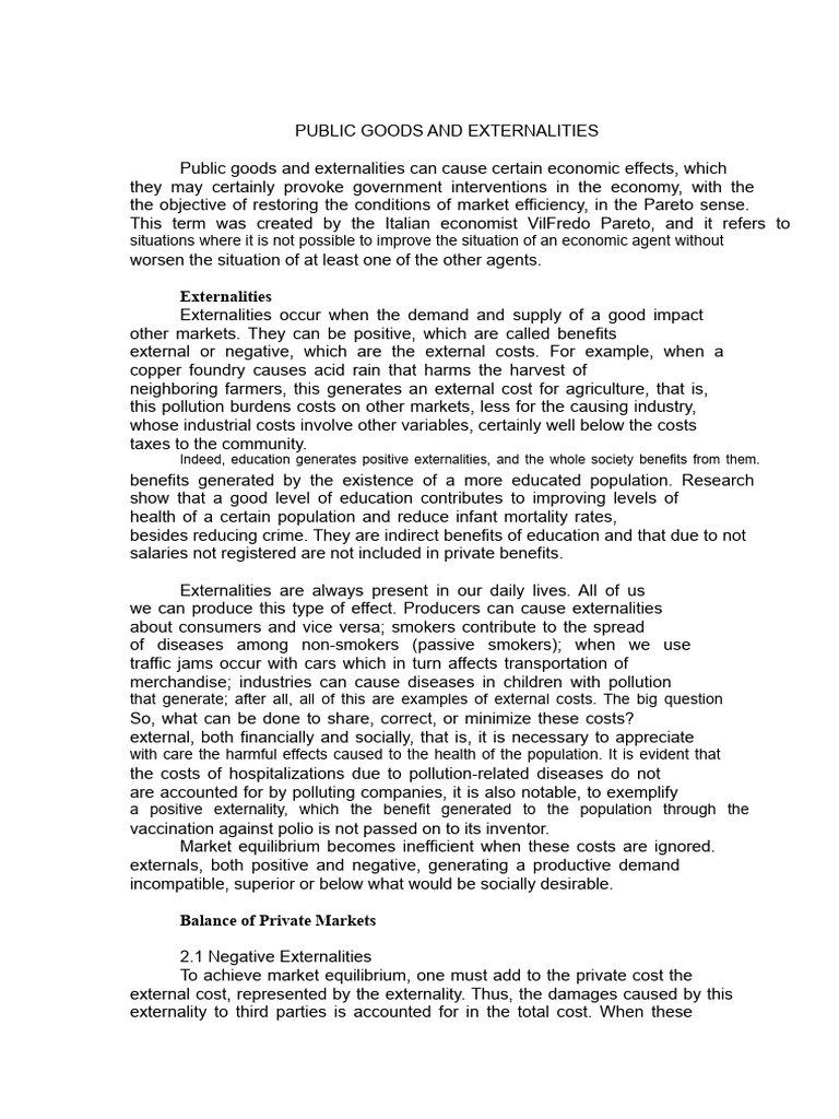 Understanding Public Goods & Externalities | PDF | Externality | Public ...