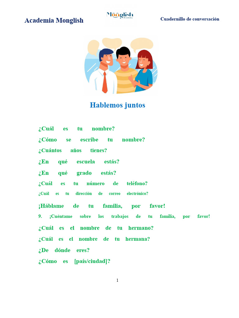 Cuadernillo de Conversación para Adolescentes | PDF