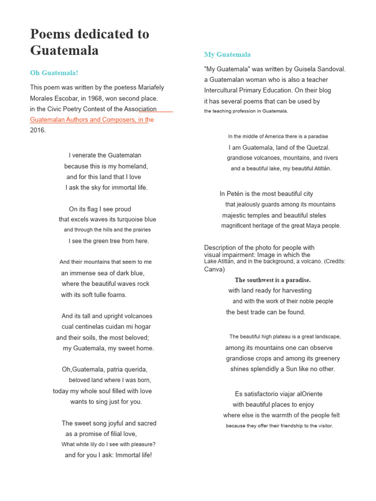 Poems Dedicated To Guatemala | PDF | Guatemala