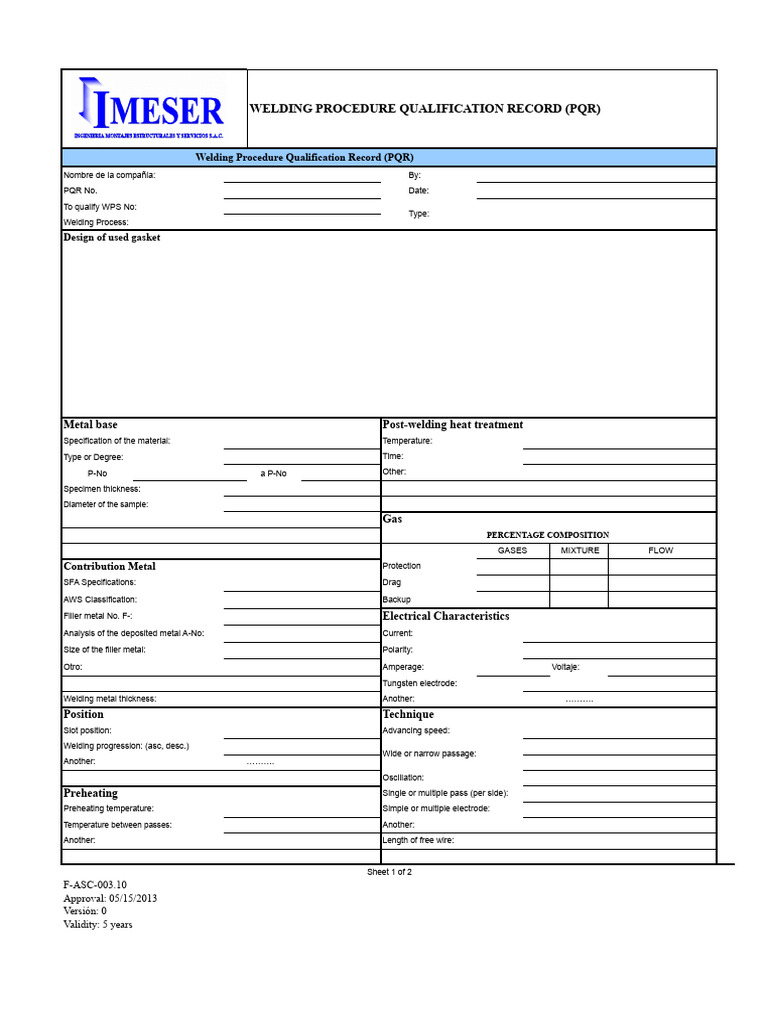 F-Asc-003.12 Welding Procedure Qualification Record (PQR) | PDF ...