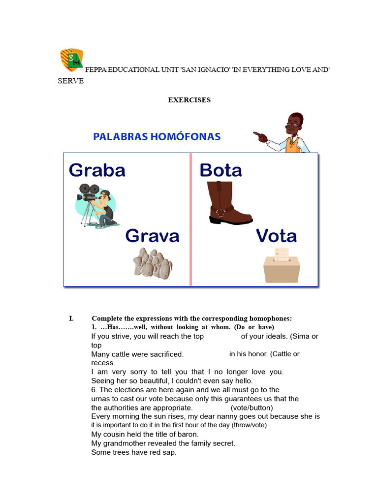Homophone Practice | PDF