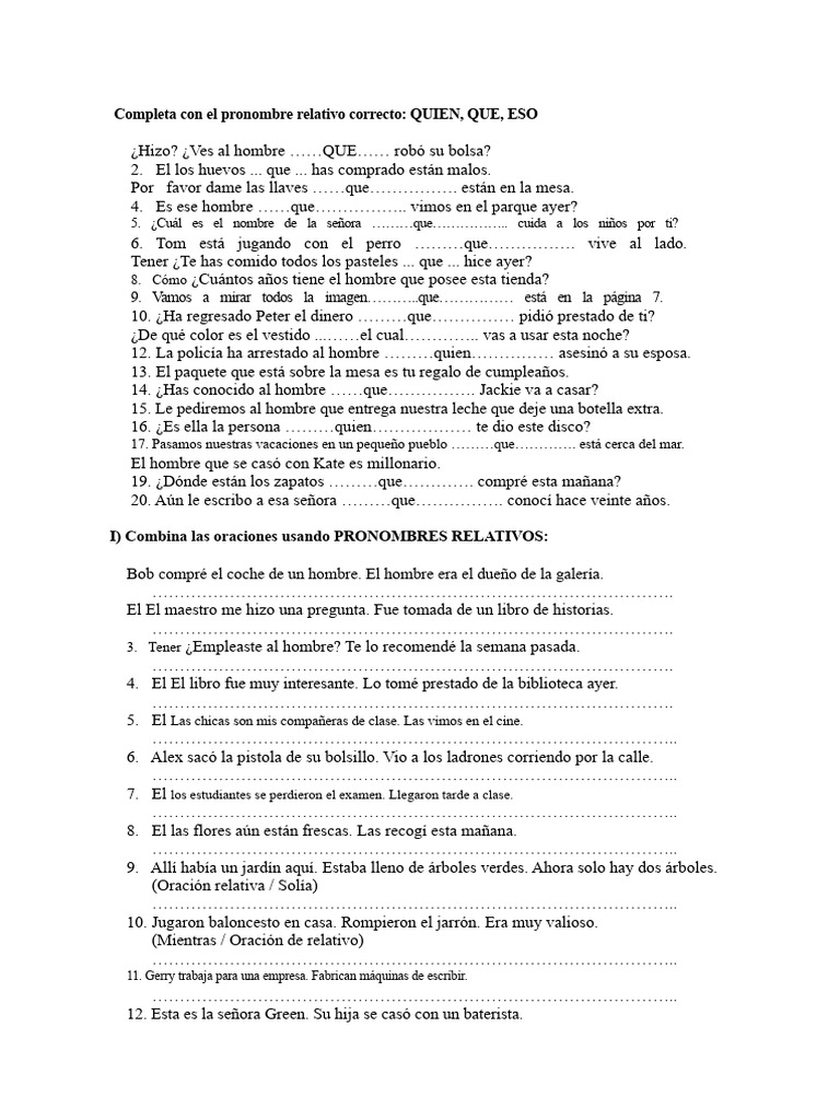 Pronombres Relativos | PDF