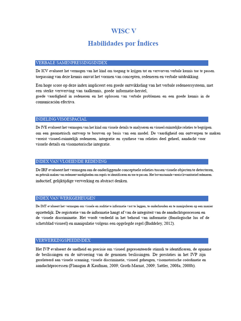 Vaardigheden-Per-Index Wisc V | PDF