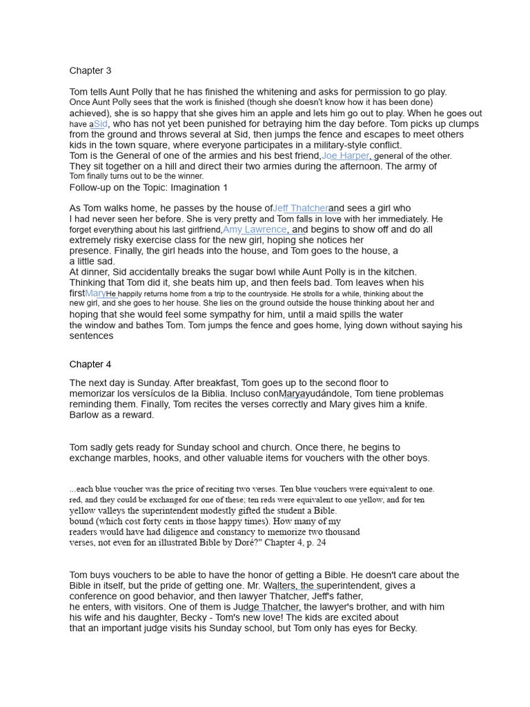 Analysis of Chapters 3 To 6 of Tom Sawyer | PDF