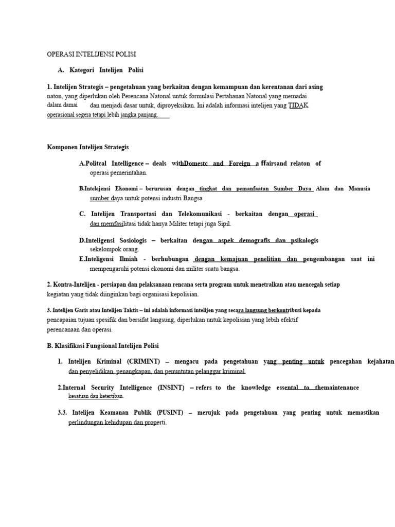 Kategori dan Klasifikasi Intelijen Polisi | PDF
