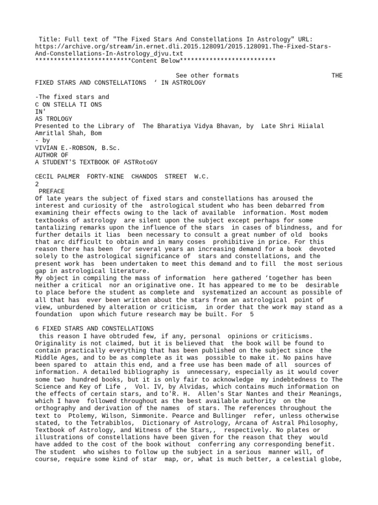 Full Text of - The Fixed Stars and Constellations in Astrology | PDF ...