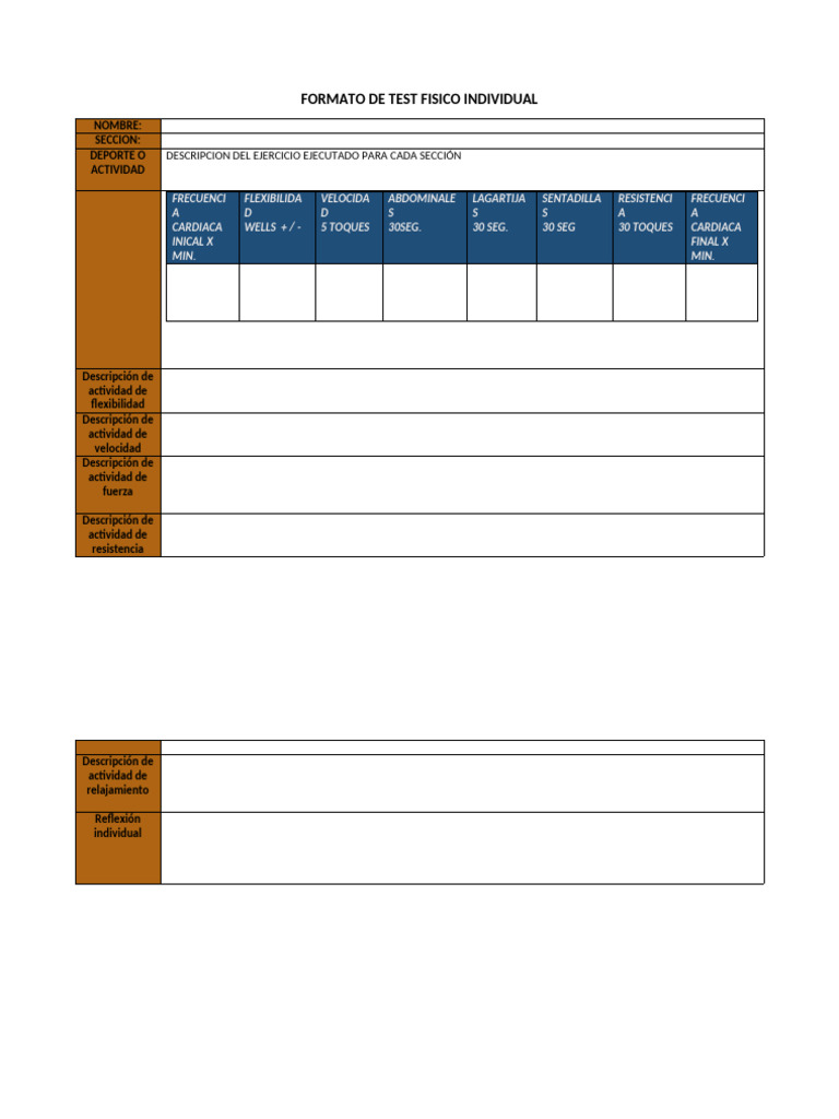 Ada 2-Formato Individual Test Fisico | PDF