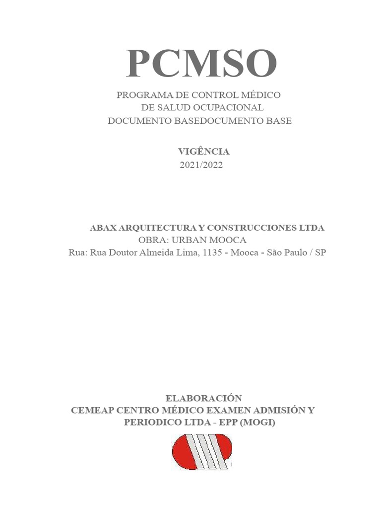 PCMSO 2021-2022: Salud Ocupacional ABAX | PDF | Seguridad y salud ...