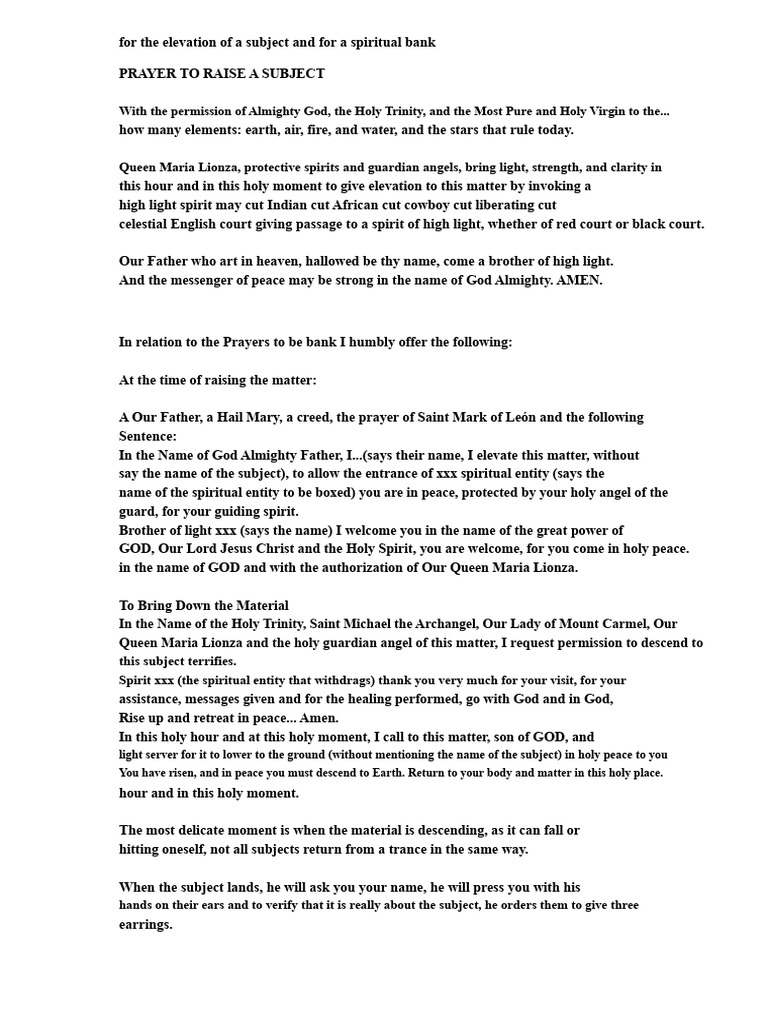 For The Elevation of A Subject and For A Spiritual Bank | PDF | Lord's ...