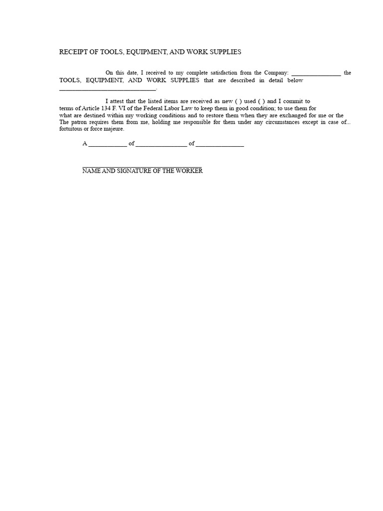 Tool Receipt | PDF