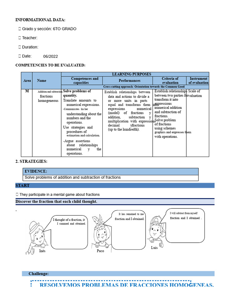 Math Session We Solve Problems With Homogeneous Fractions | PDF ...