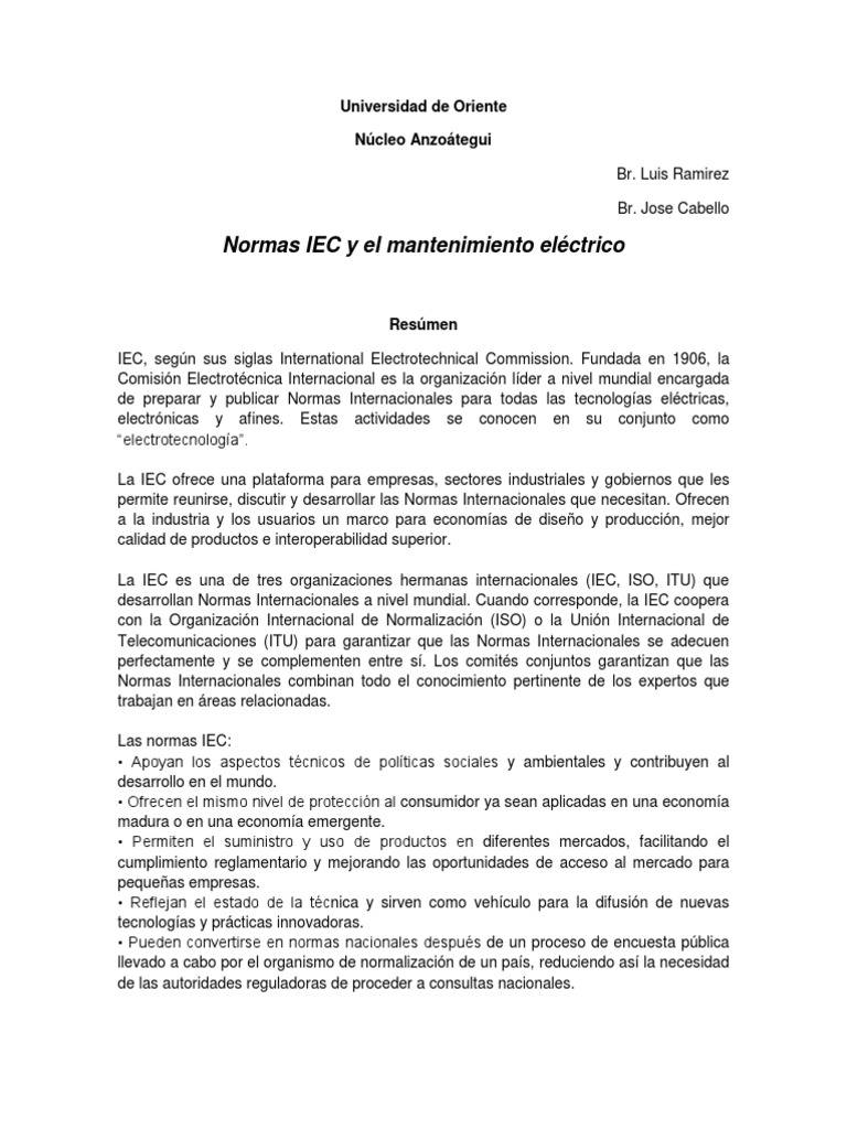 Articulo Normas IEC | PDF | Comisión Electrotécnica Internacional ...