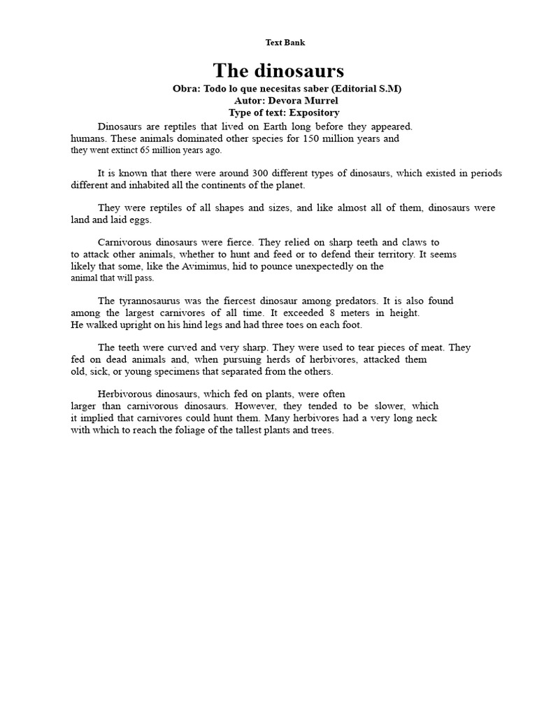 The Dinosaurs | PDF