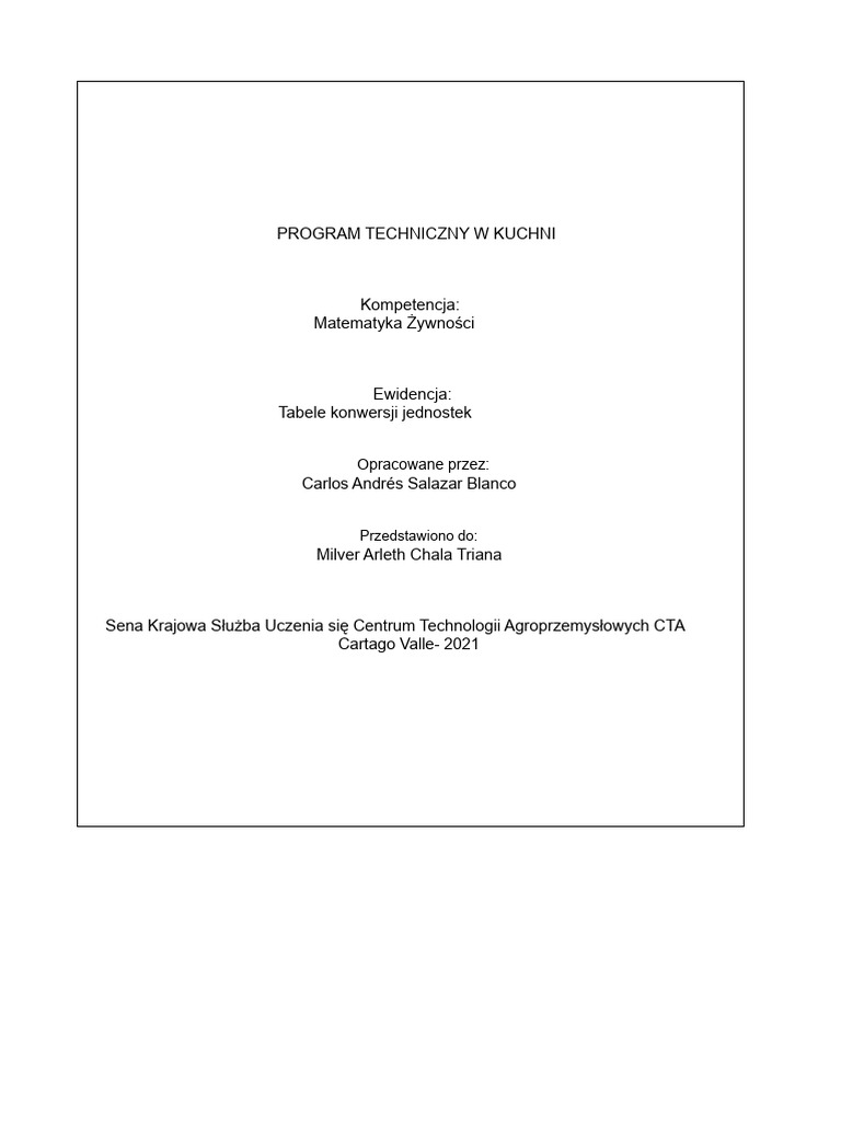 Arkusz Excel Do Konwersji Jednostek | PDF