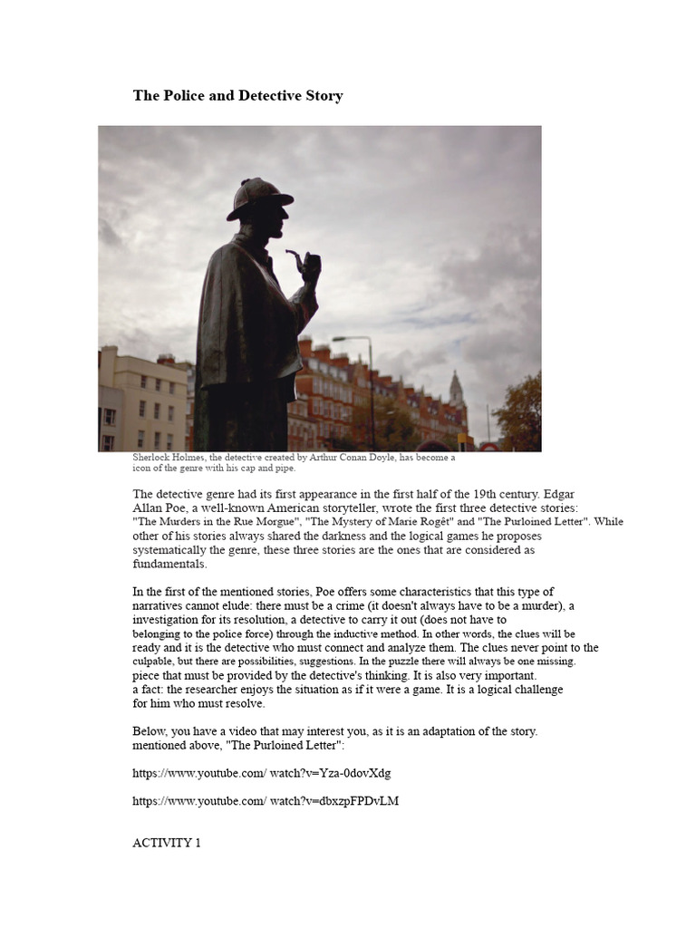1st The Police and Detective Story Activity 1 | PDF | Detective Fiction ...