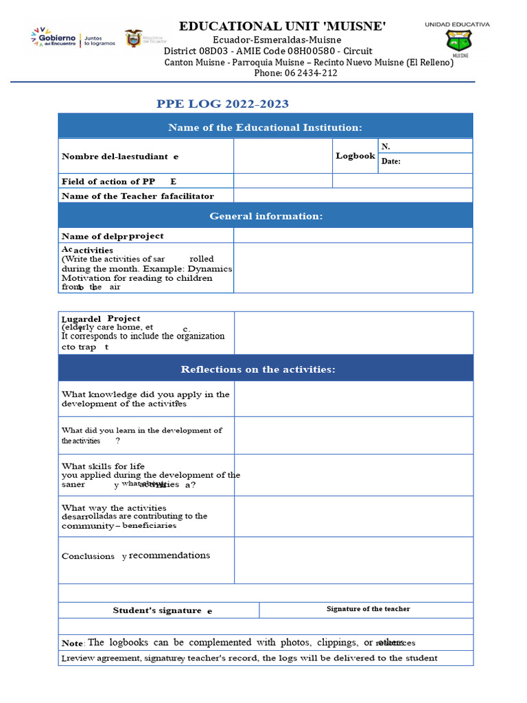 Ppe Log Format 2022-2023 | PDF