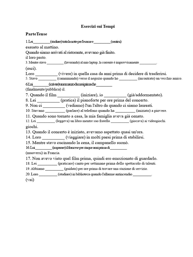 12 Esercizi Sui Tempi Parte 3 | PDF