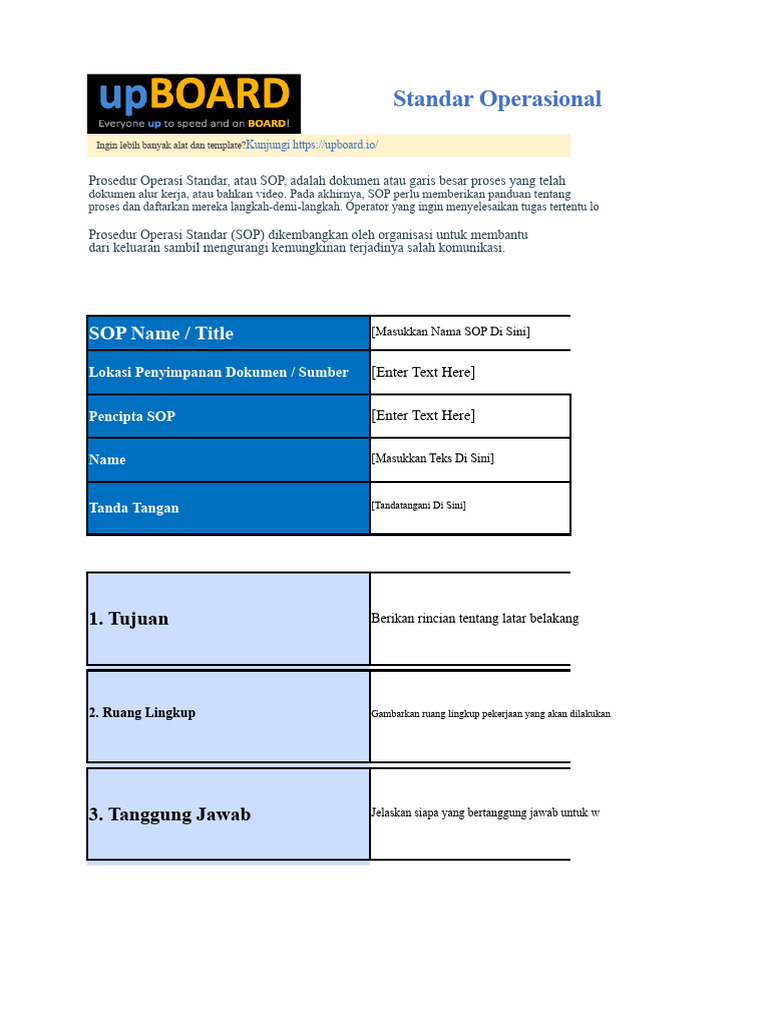Template SOP untuk Prosedur Operasi | PDF