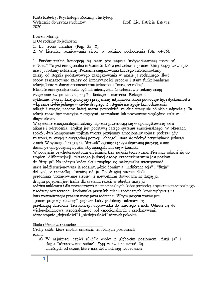Bowen Z Rodziny Do Jednostki 2020 | PDF