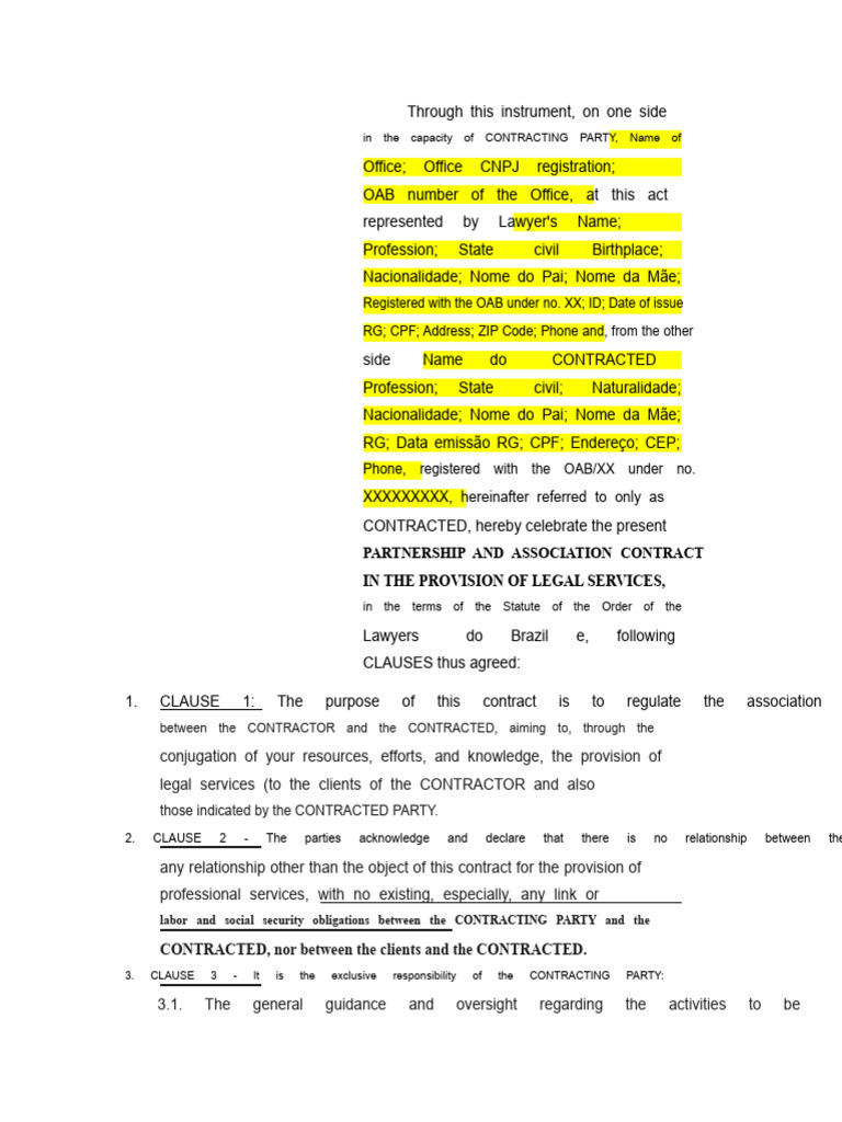 Model of Associate Contract | PDF | Lawyer | Fee