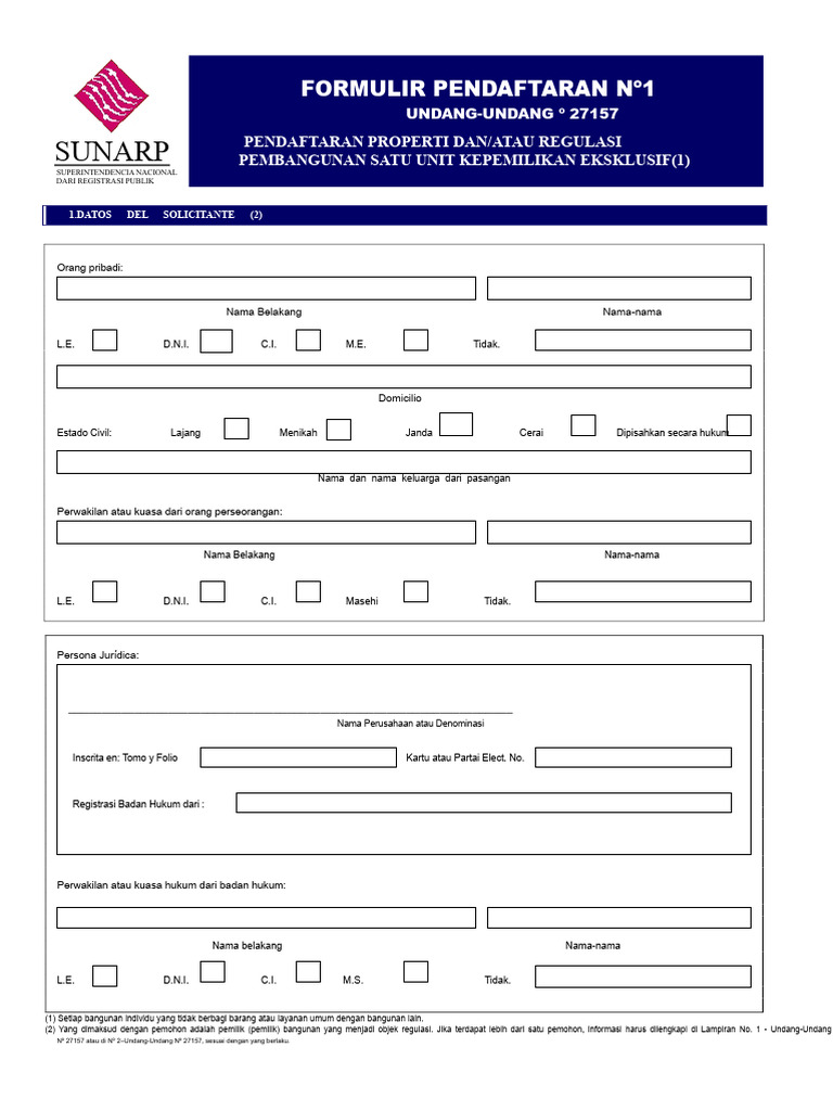 Formulir Registrasi N°1 | PDF