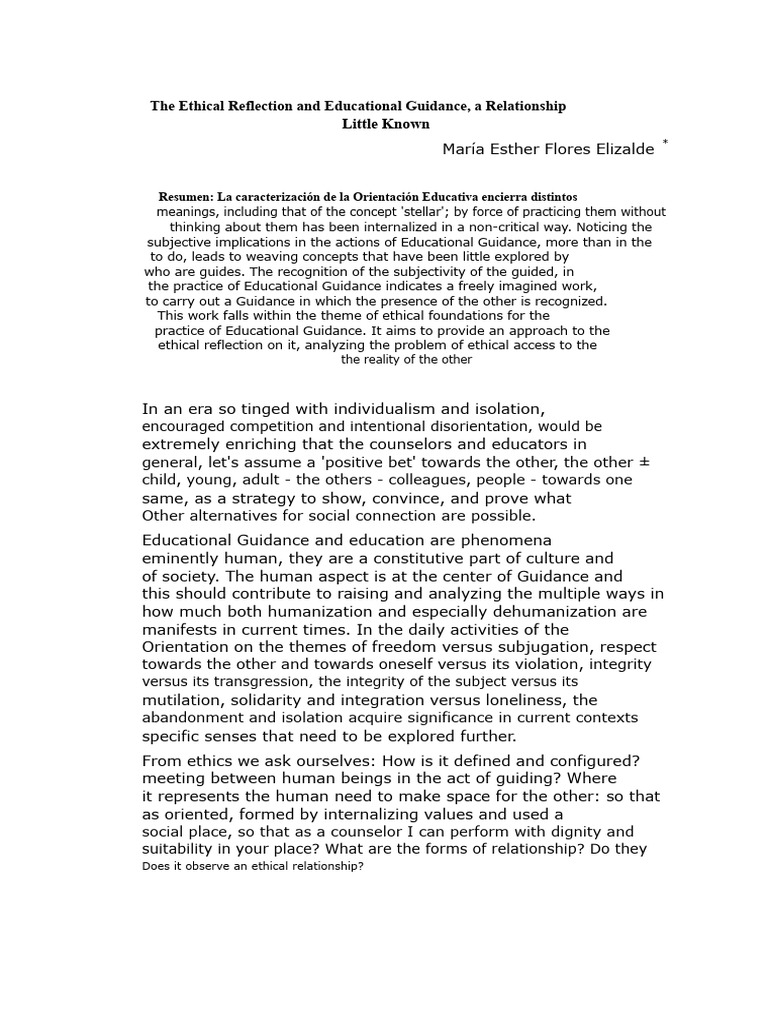 Ethical Reflection and Educational Guidance | PDF | Value (Ethics ...