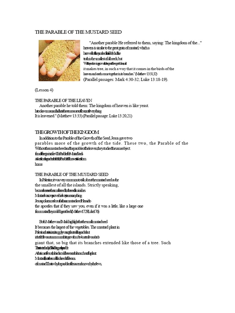 Mustard Seed and Leaven Parables Explained | PDF | Parables Of Jesus ...