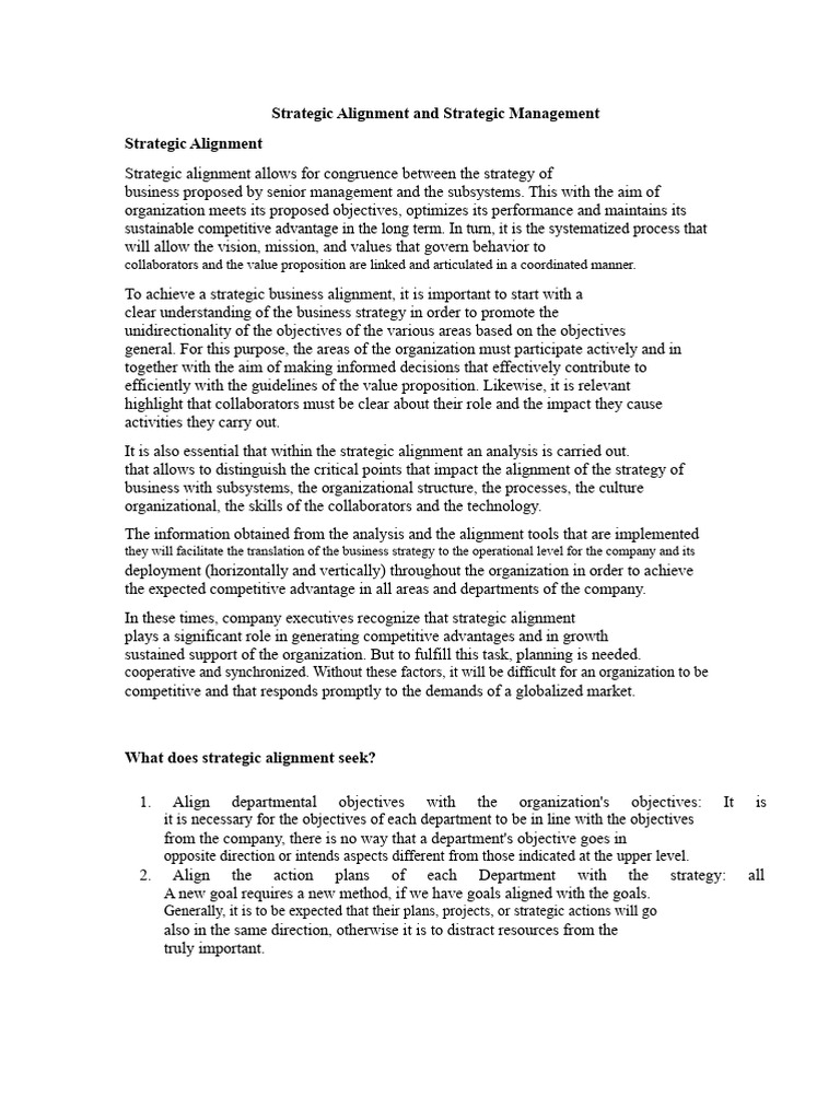 Strategic Alignment | PDF | Strategic Management | Goal