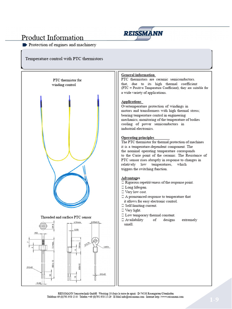 PTC Characteristics Sheet | PDF | Temperature | Electricity