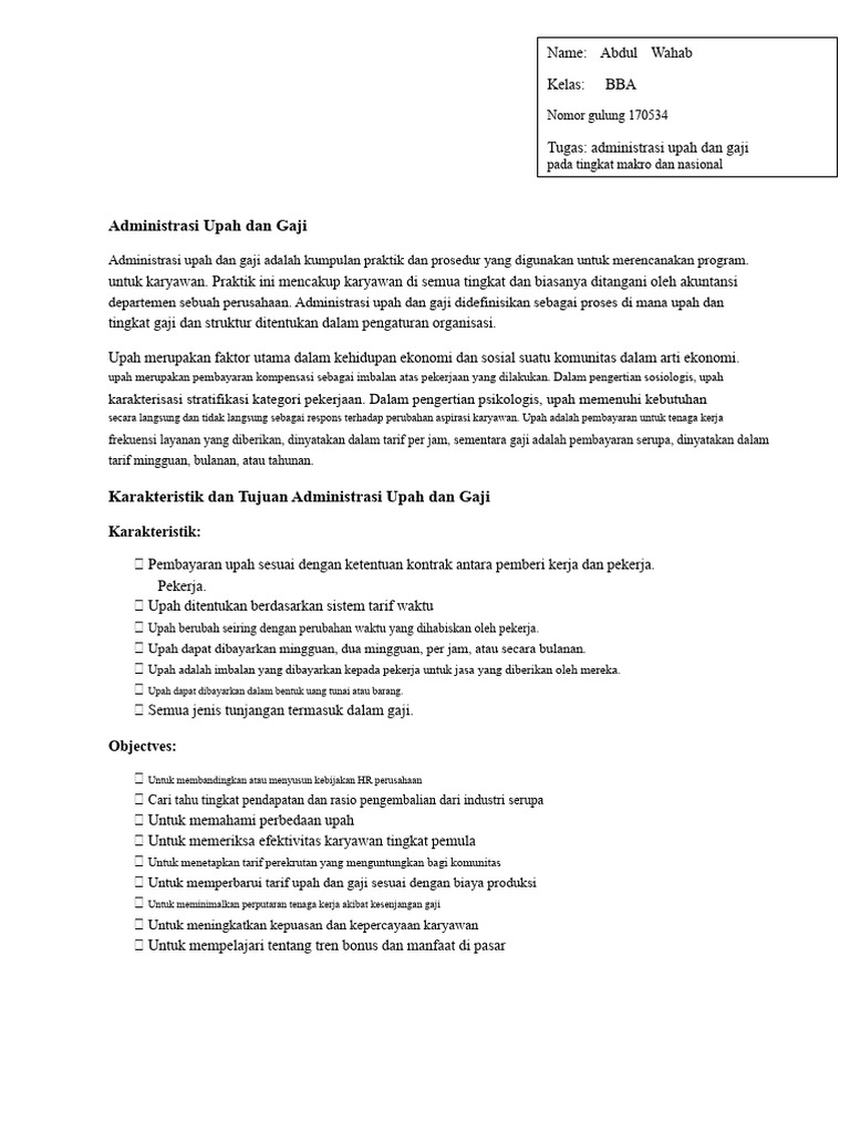 Administrasi Upah dan Gaji di Perusahaan | PDF