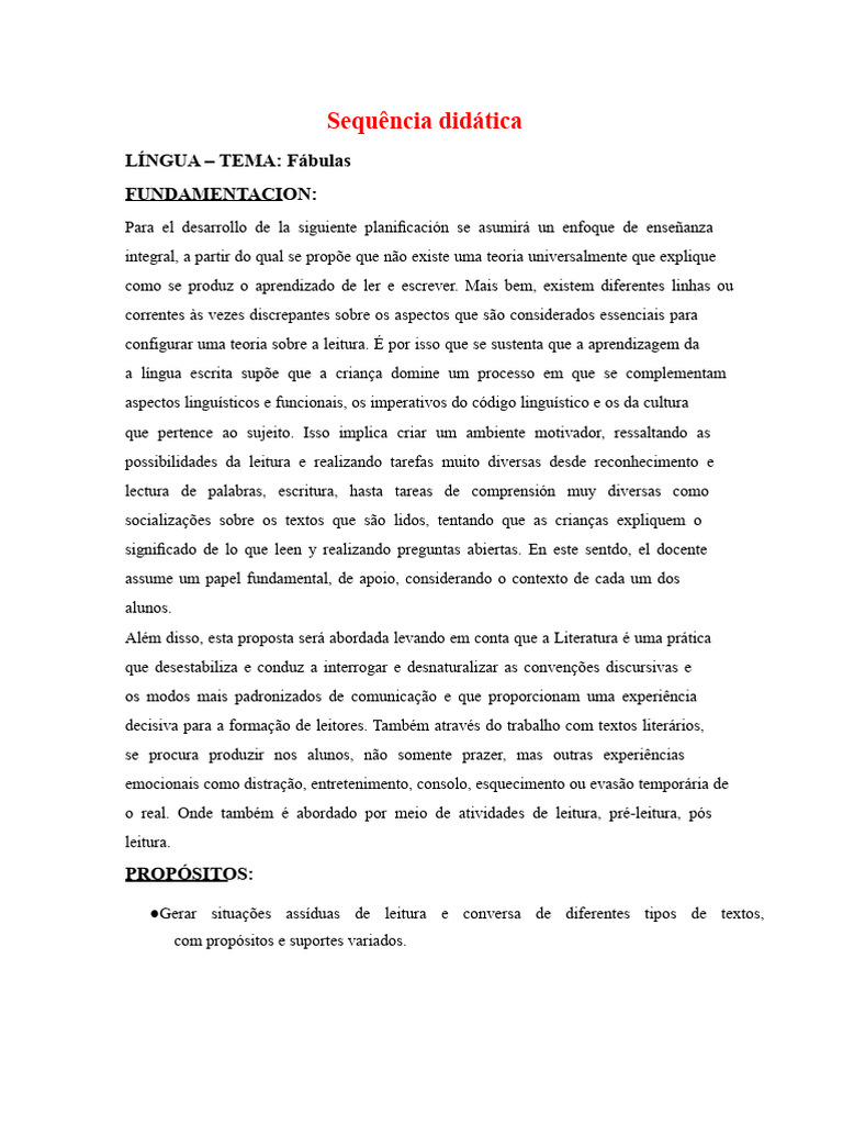 Sequência - Fábulas Substantivos, Adjetivos e Verbos | PDF ...