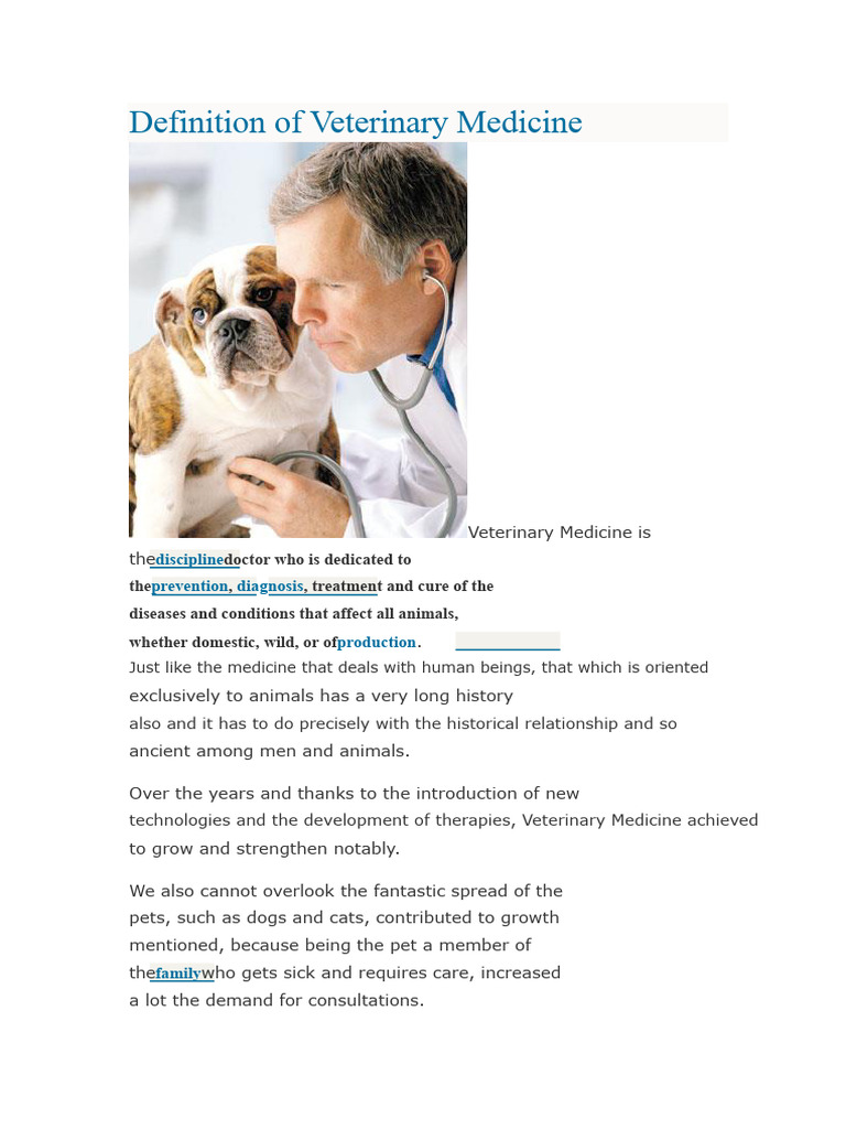 Definition of Veterinary Medicine | PDF