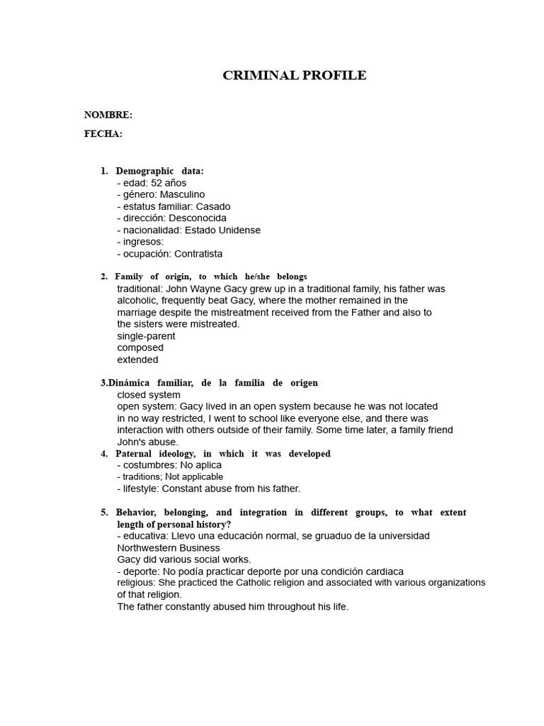 John Wayne Gacy: Criminal Profile Analysis | PDF | Handcuffs | Crimes